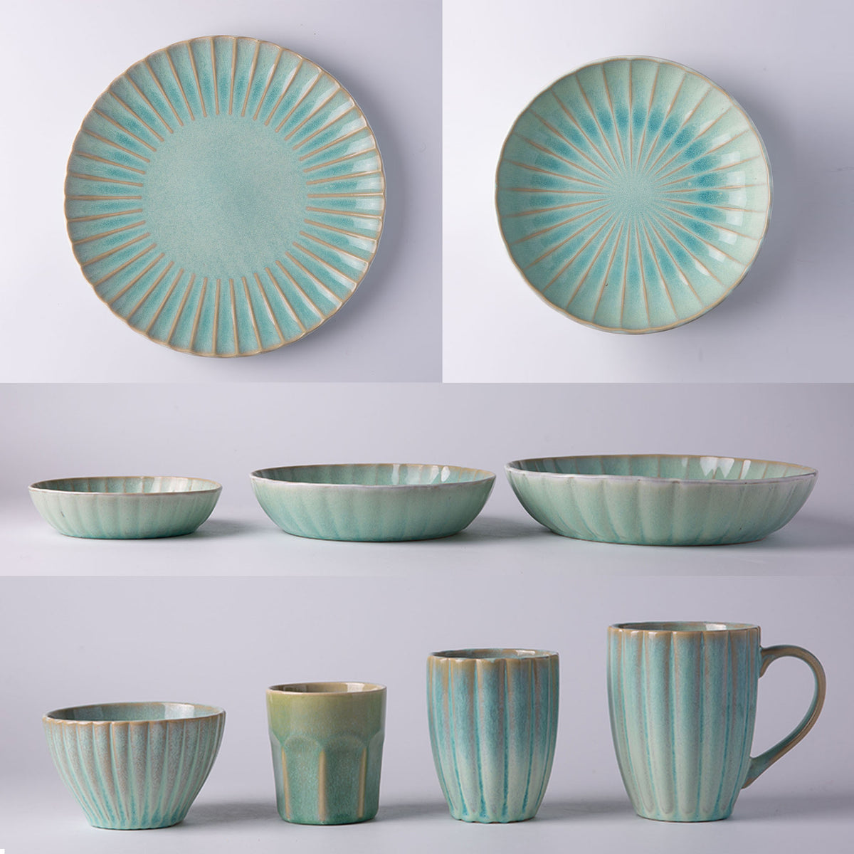 Ceramic Dinner Set-Floral Shape Green Color SP2304-059 – SPRING CERAMIC